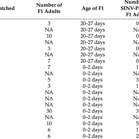 Individually Kept Culex Pipiens Molestus Females That Were Confirmed To