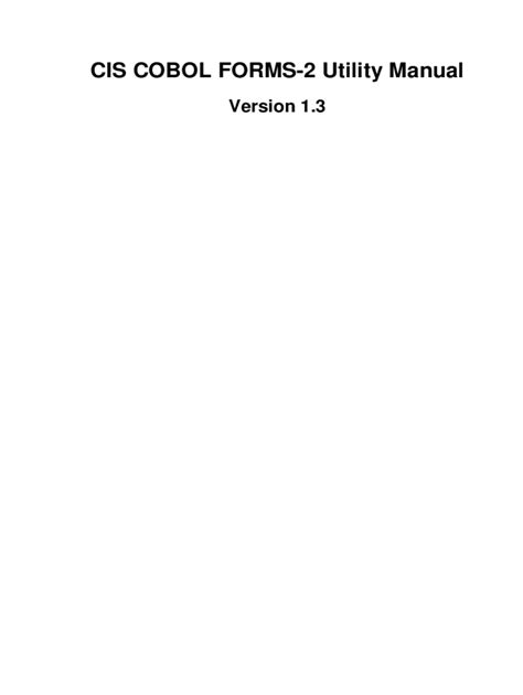 Fillable Online Cis Cobol Forms 2 Utility Manual Version 1 3 Cobol Programming Language