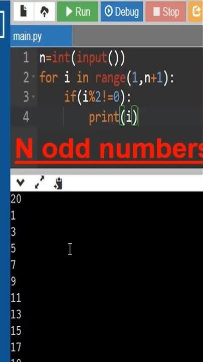 N Odd Numbers In Python Python Odd Interview Cod Shorts Viral