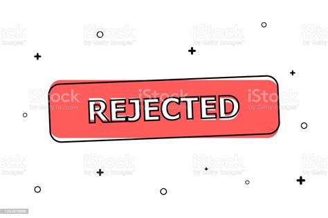 빨간색 버튼은 흰색 배경에 검은색 윤곽으로 거부됩니다 배경에는 작은 검은 색 개체가 있습니다 개념에 대한 스톡 벡터 아트 및 기타 이미지 Istock