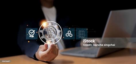 Businessman Iso Symbol Showing Quality Assurance On Virtual Screen