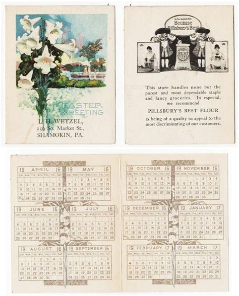 Easter Advertising Calendar Booklet — Shamokin Pennsylvania — 1916