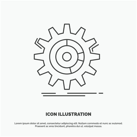 Setting Data Management Process Progress Icon Line Vector Gray