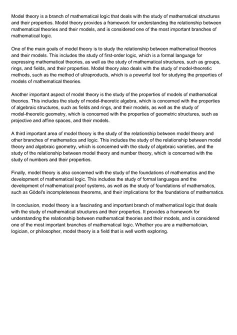 model theory mathematics model theory is a branch of mathematical
