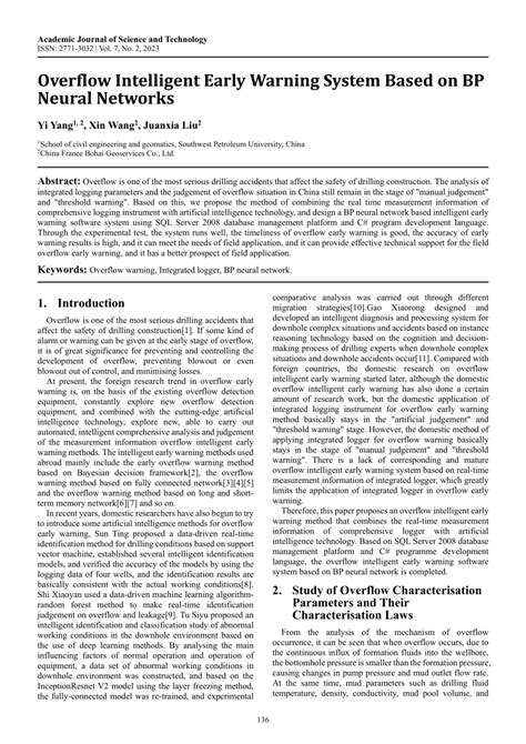 Pdf Overflow Intelligent Early Warning System Based On Bp Neural Networks