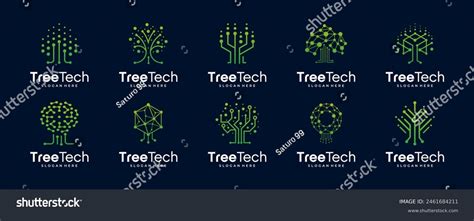 Tree Tech Logo Template Innovative Digital Stock Vector Royalty Free
