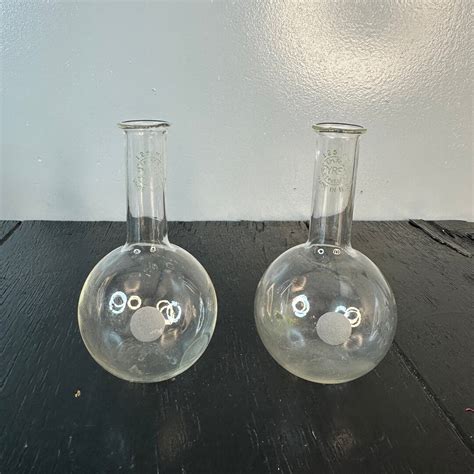 Vintage Pyrex Lab Glass Flask 125 Ml Rare Collectible Green Lettering