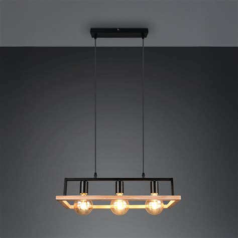 Bano Pendant Light Woodblack Length 58 Cm Metal 3 Bulb Uk