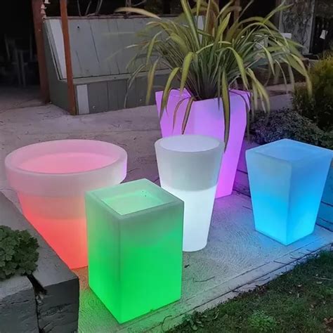 Garden Glowing Light Up Flower Plant Pots Waterproof Led Illuminated