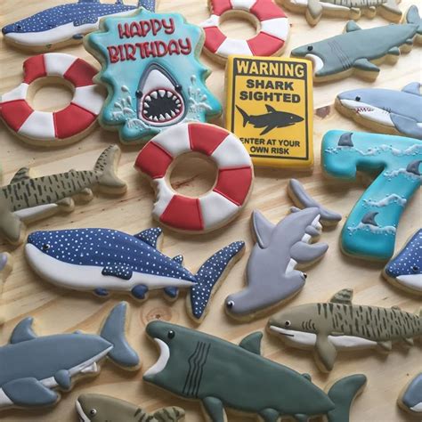 🦈 Shark Birthday Cookies Little Farmhouse Bakery
