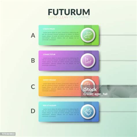 텍스트 상자와 얇은 선 기호가 있는 세로 행에 배치된 4개의 문자 사각형입니다 회사 개념에서 제공하는 서비스 목록입니다 0명에