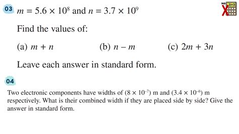 standard form calculation adding and subtracting 02 wio work it out