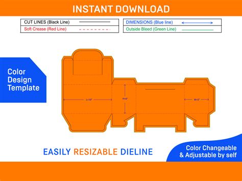 Customized Design Box Dieline Template And 3d Vector File Color Design