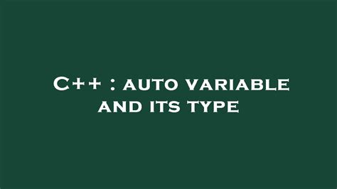 C Auto Variable And Its Type Youtube