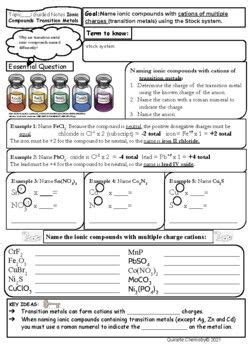 Guided Notes Naming Ionic Compounds Of Transition Metals In Guided Notes Ionic