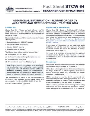 Fillable Online Amsa Gov Fact Sheet STCW 64 Amsa Gov Fax Email Print PdfFiller