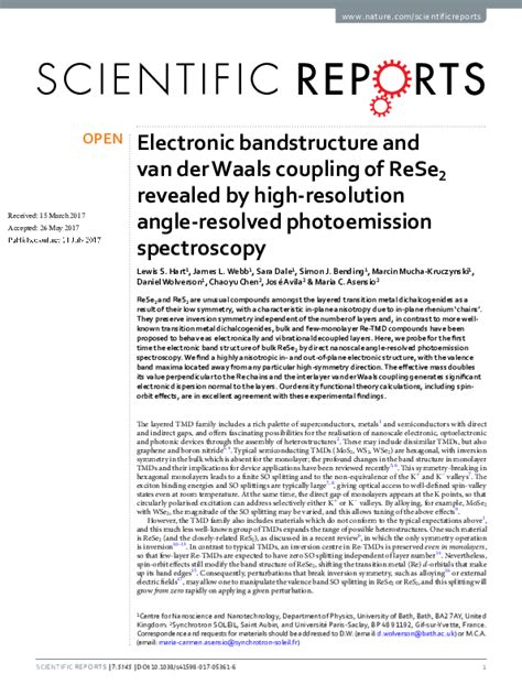 Pdf Electronic Bandstructure And Van Der Waals Coupling Of Rese2