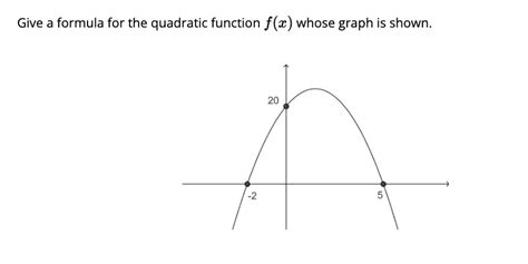 Solved Give A Formula For The Quadratic Function F X Whose