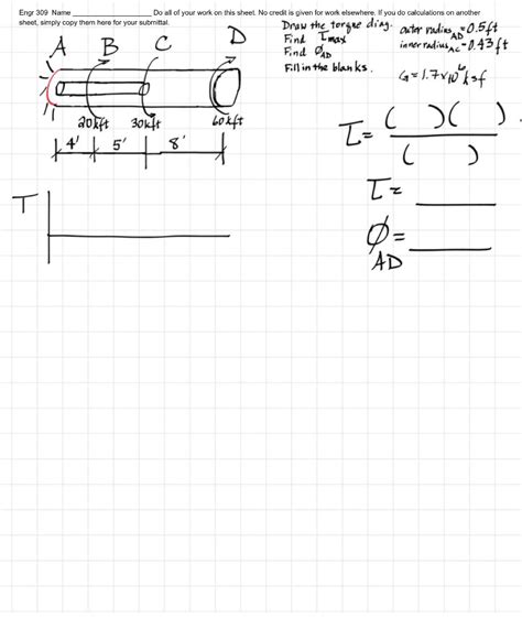 Solved Engr 309 Name Do All Of Your Work On This Sheet No