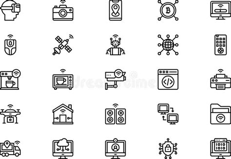 Internet Technology Icons Collection Is A Vector Illustration With Editable Stroke Stock Vector