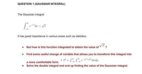 question 1 gaussian integral the gaussian
