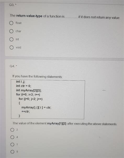 solved q3 the return value type of a function is if it does