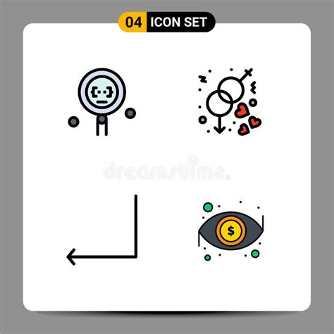 Pack Of 4 Creative Filledline Flat Colors Of Coding Arrow Programming