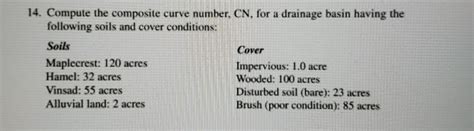 Solved 14 Compute The Composite Curve Number CN For A Chegg Com