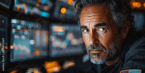 Stock Trader Analyzing Real Time Financial Data And Charts On Multiple