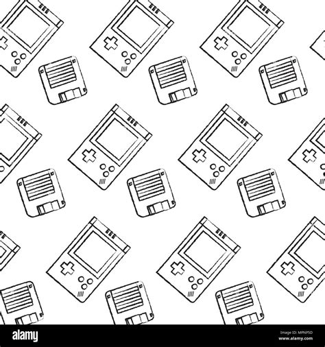 Grunge Retro Tetris Handheld With Diskette Background Vector Illustration Stock Vector Image