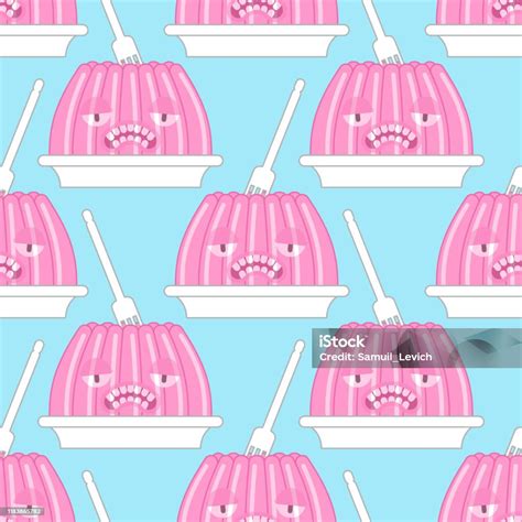 젤리 푸딩 몬스터 패턴 이음새가 없습니다 화가 달콤한 젤 배경입니다 단맛 젤라틴 장식 벡터 텍스처 귀여운에 대한 스톡 벡터 아트 및 기타 이미지 Istock