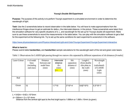 Solution Young S Double Slit Lab Studypool