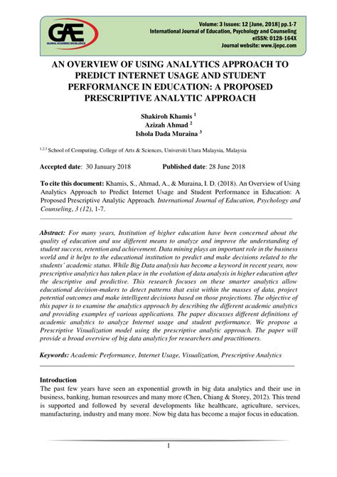 Pdf An Overview Of Using Analytics Approach To Predict Internet Usage