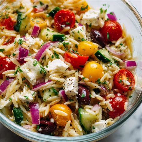 Greek Orzo Salad Easy Mediterranean Recipe With Feta And Olives
