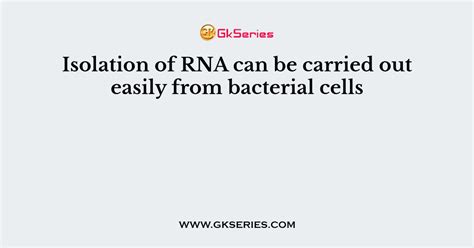 Isolation Of RNA Can Be Carried Out Easily From Bacterial Cells