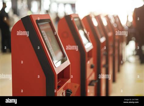 Self Check In Kiosk Machine Place At Front Airline Counter In Airport