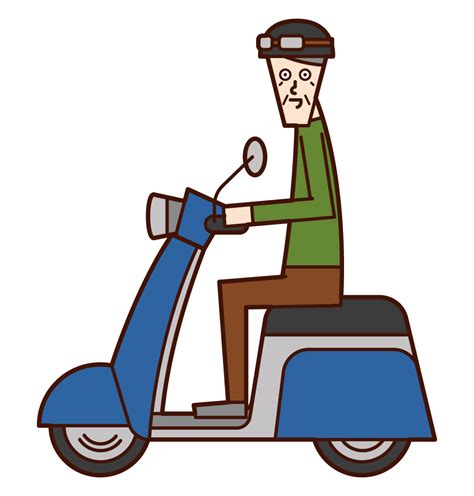 스쿠터를 운전하는 사람들의 그림 무료 일러스트 소재집 Kukukeke