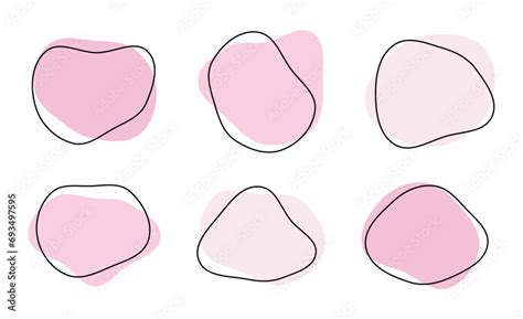 Organic Amoeba Blob Shape Abstract Pink Color With Line Vector
