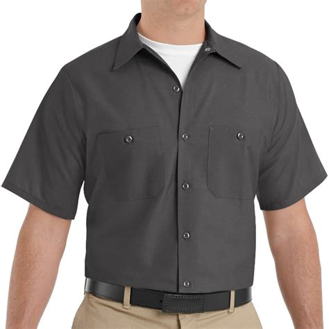 Red Kap® Mens Short Sleeve Industrial Work Shirt Charcoal Sp24
