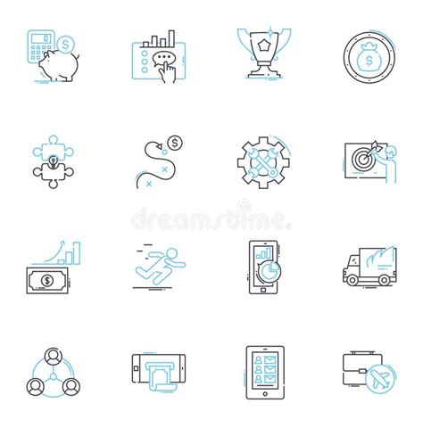 Business Organization Linear Icons Set Strategy Operations