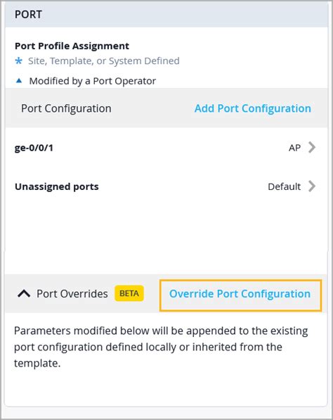 Override Port Configuration At The Switch Level Mist Juniper Networks