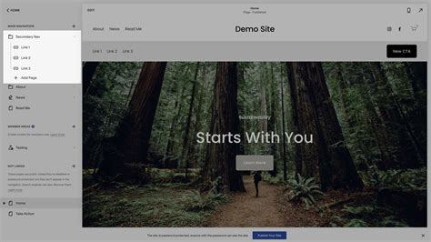 Secondary Nav Demo Will Myers Squarespace Plugins