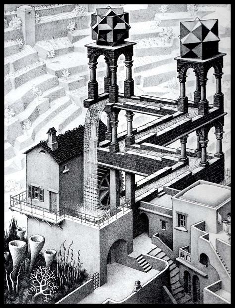 Mc Escher Print Escher Art Waterfall Circa 1961 Vintage Print