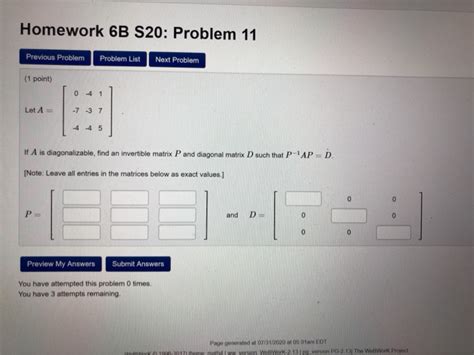 Solved Homework 6b S20 Problem 11 Previous Problem Problem