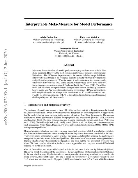 Pdf Interpretable Meta Measure For Model Performance