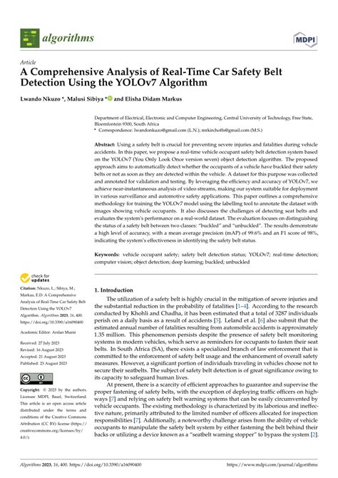 pdf a comprehensive analysis of real time car safety belt detection