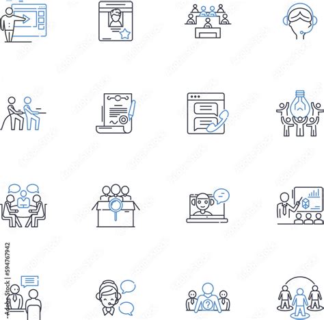 Intercultural Communication Line Icons Collection Diversity Globalization Multiculturalism