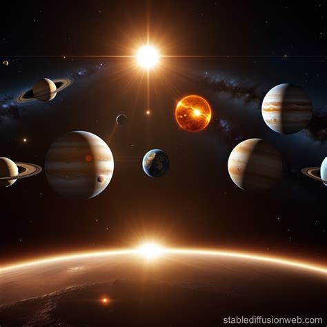 Solar System Illustration Sun And Planets Stable Diffusion Online