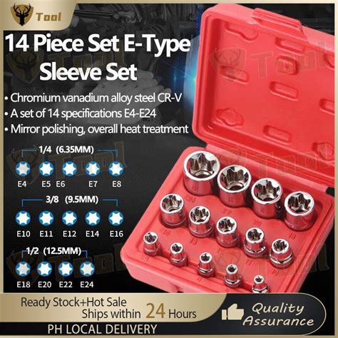 14 Pcs E Type Star Socket Set 14 38 12 Female External Star