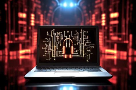 Premium Ai Image Security Padlock Icon On A Laptop With Data Center